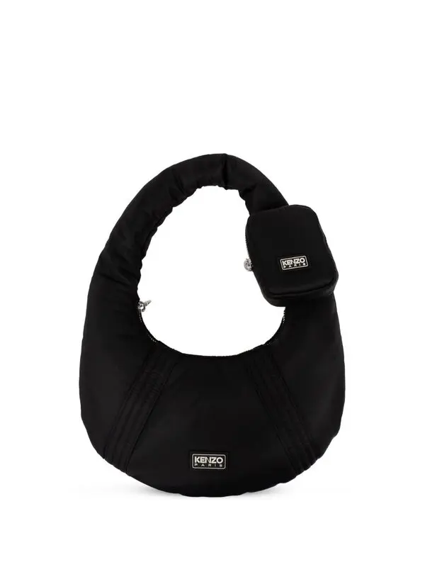 Kenzo Logo-appliqué Ribbed-detail Shoulder Bag - Black
