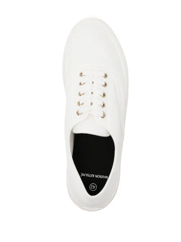 Maison Kitsuné Lace-up Canvas Sneakers - White