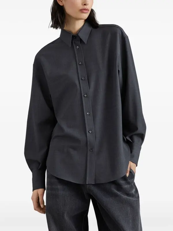 Brunello Cucinelli Long-sleeve Shirt With Monili Detail - Grey