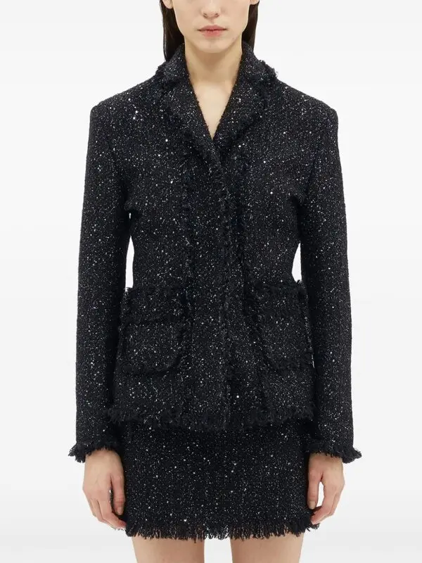 MSGM Single-breasted Bouclé Blazer