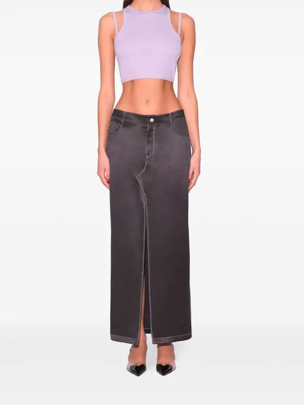 FLEUR DU MAL Strappy Ribbed Tank Top - Purple