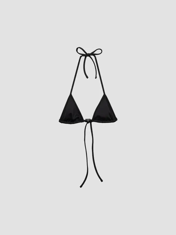 Prada Interlock Fabric Triangle Bikini Top - Black