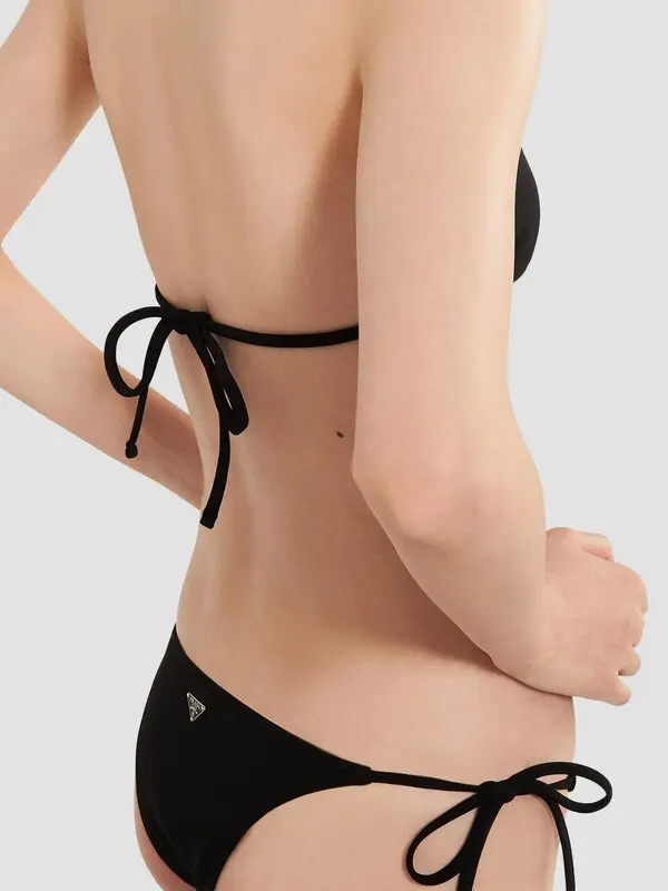 Prada Interlock Fabric Triangle Bikini Top - Black