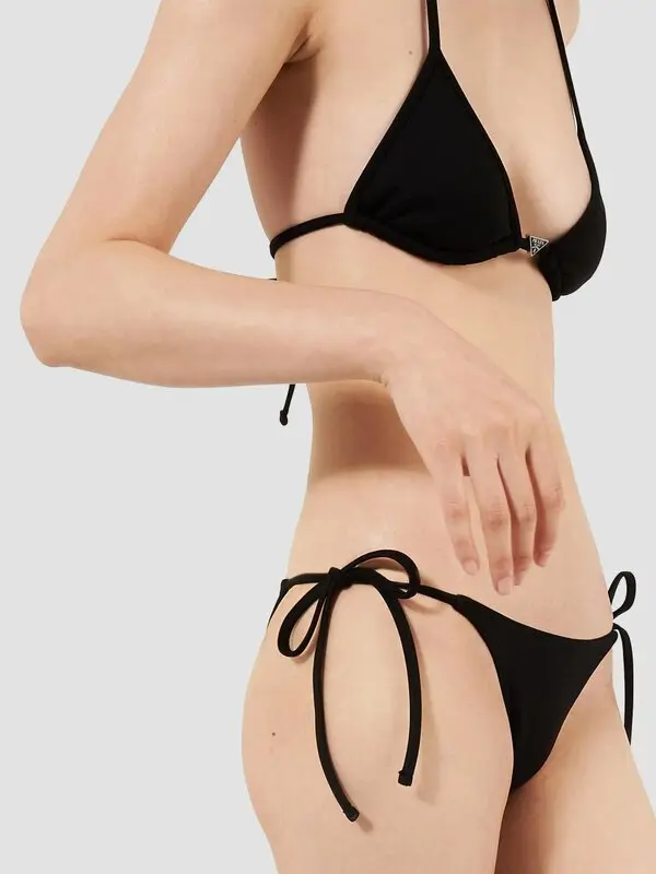 Prada Interlock Fabric Triangle Bikini Top - Black
