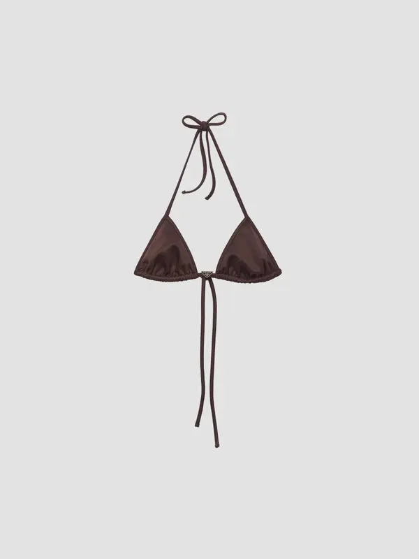 Prada Interlock Fabric Triangle Bikini Top - Brown