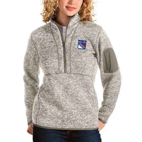 ANTIGUA New York Rangers Fortune Half-zip Sweatshirt - Oatmeal