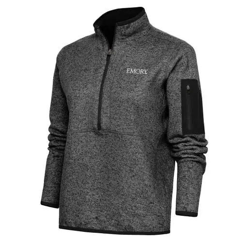 ANTIGUA Emory Eagles Fortune Half-zip Pullover Top - Heather Black