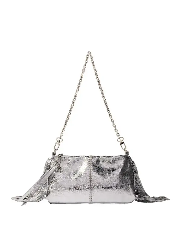 Maje Miss M Metallic Leather Pouch - Silver