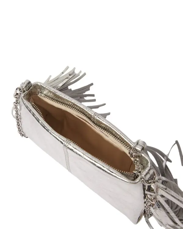 Maje Miss M Metallic Leather Pouch - Silver