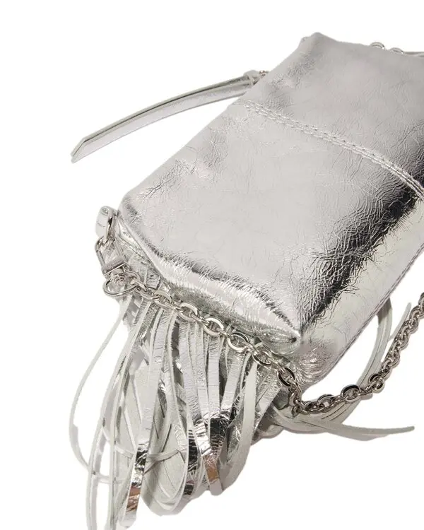 Maje Miss M Metallic Leather Pouch - Silver