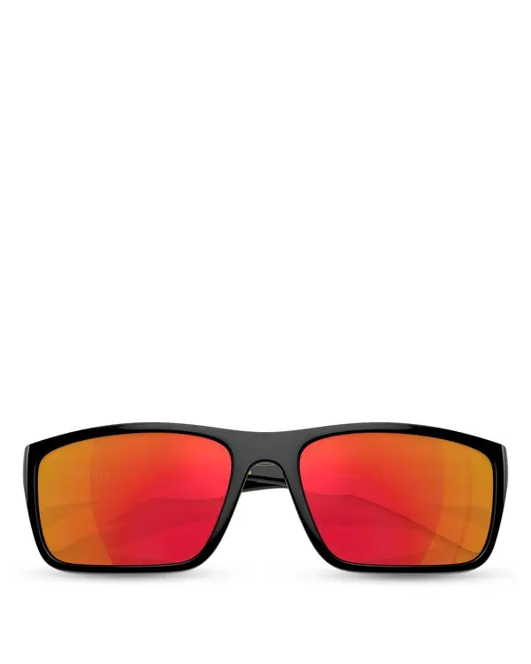 FERRARI 59mm Rectangular Sunglasses - Black/orange Mirrored Gradient