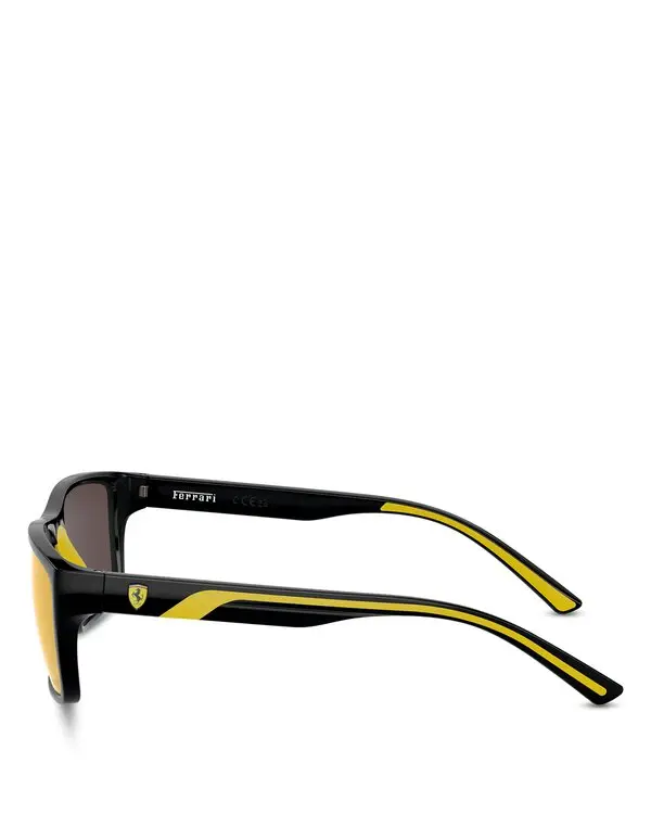 FERRARI 59mm Rectangular Sunglasses - Black/orange Mirrored Gradient