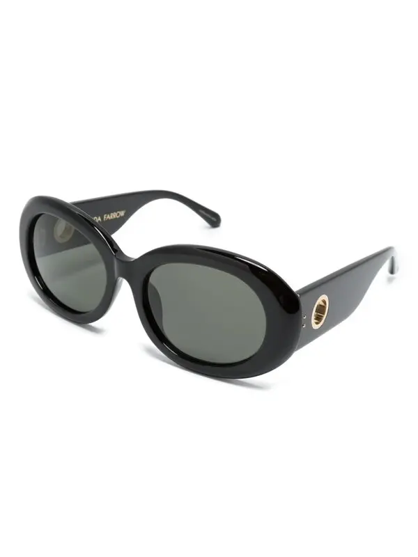 Linda Farrow Lina Oval Sunglasses - Black