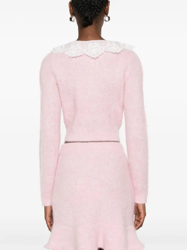 SELF-PORTRAIT Lace-collar Brushed Cardigan