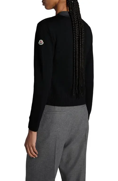 Moncler Mixed Media Down Cardigan - Black