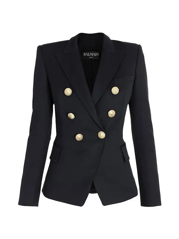 Balmain Double-breasted Wool Jacket - Black