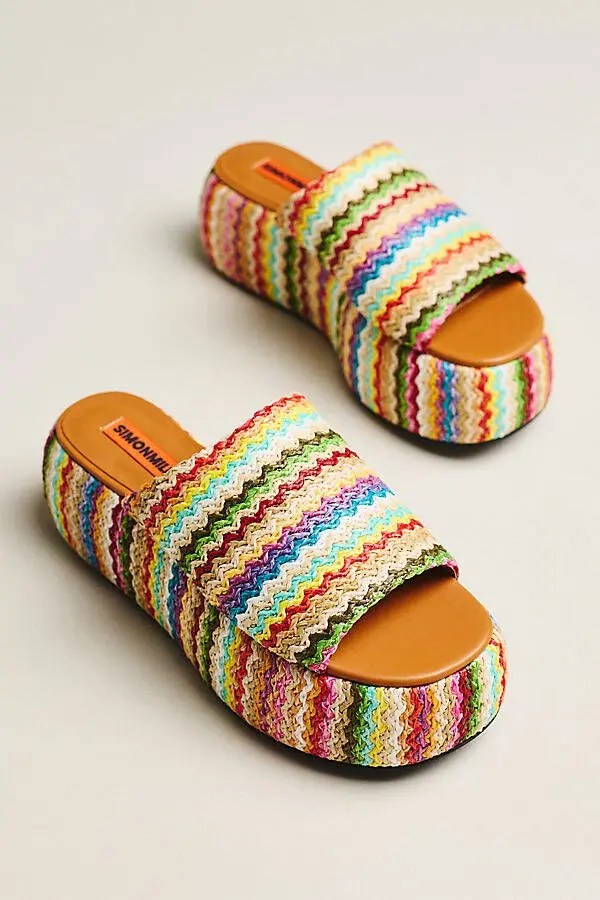 SIMONMILLER Cloudy Metallic Platform Slide Sandals - Tropical Twist