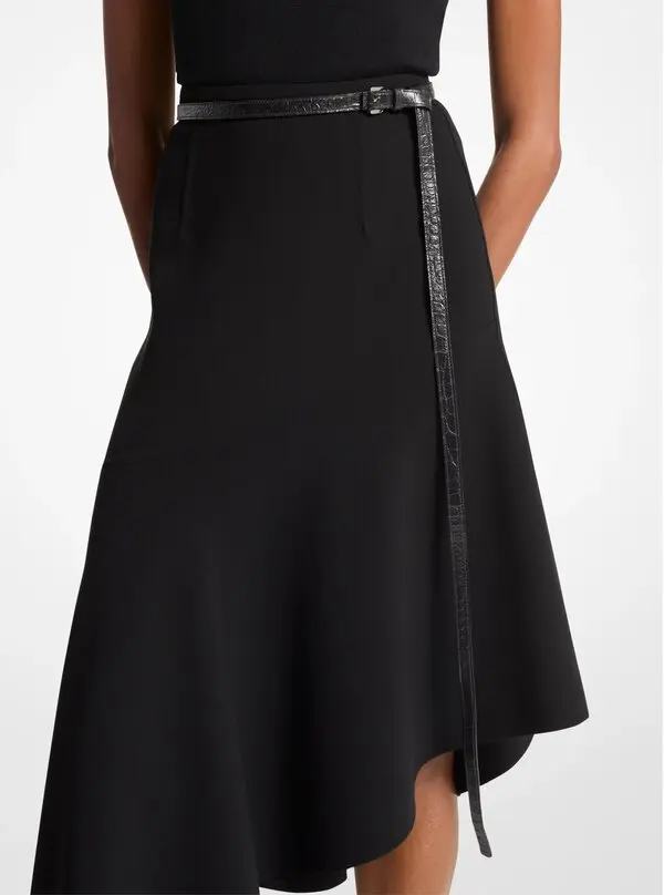 Michael Kors Carolyn Crocodile Embossed Leather Belt - Black