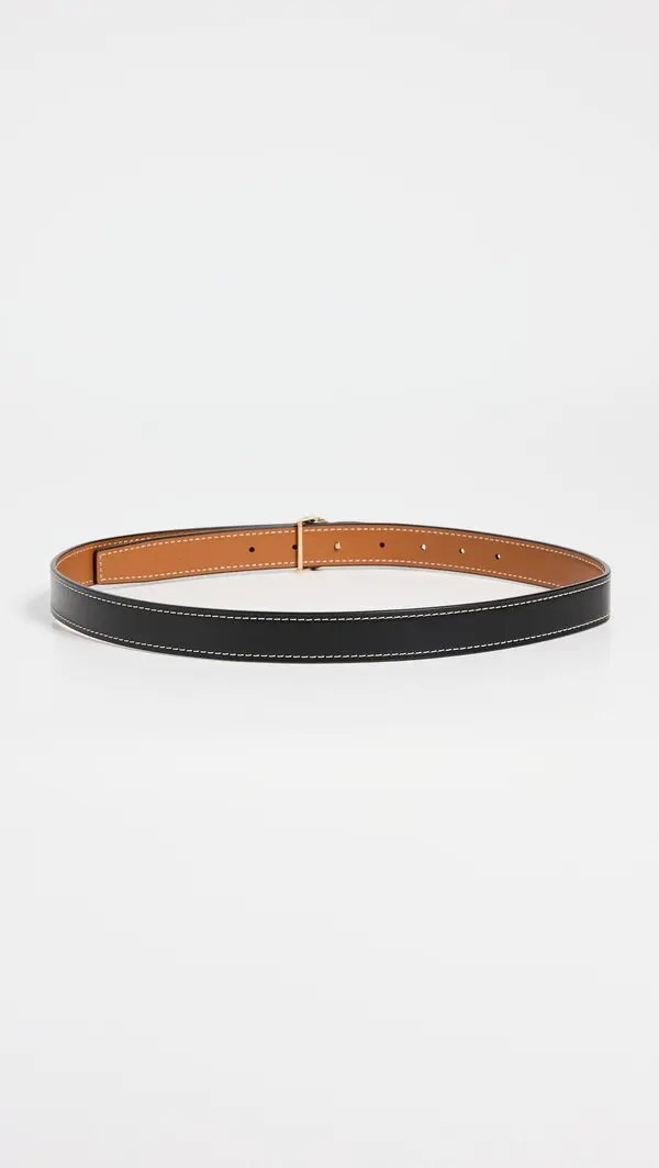 Tory Burch Miller Smooth Reversible Belt - Black/whiskey