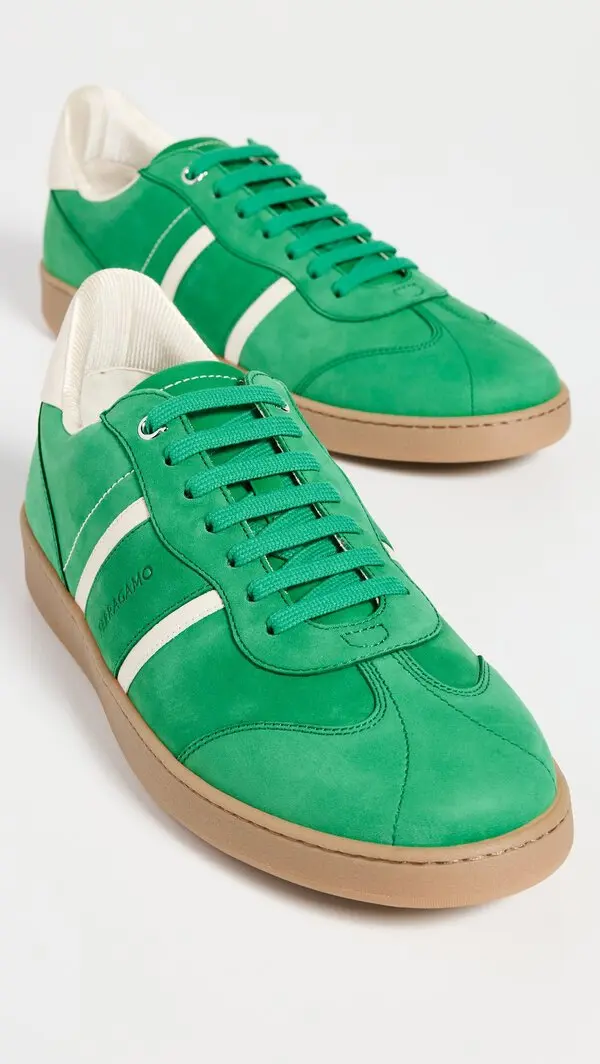 Ferragamo Achille 1 Sneakers In Green/Mascarpone - 70% Off  display picture 2