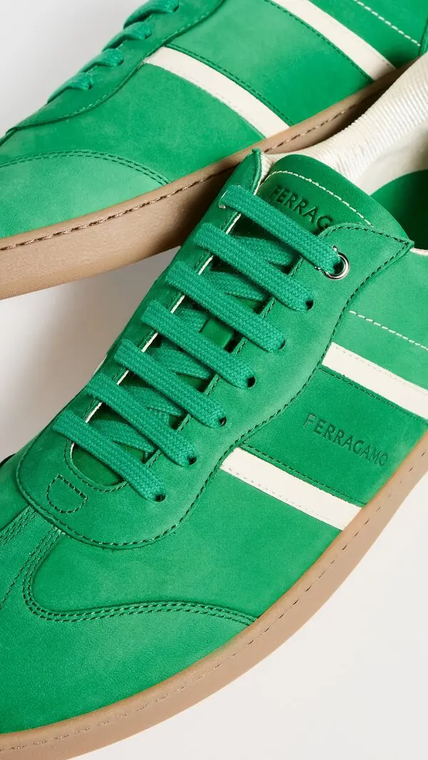 Salvatore Ferragamo Achille 1 Sneakers Green Suede Leather Men’s Size 7 Italy Lu Ferragamo Achille 1 Sneakers In Green/Mascarpone - 70% Off  main image 2