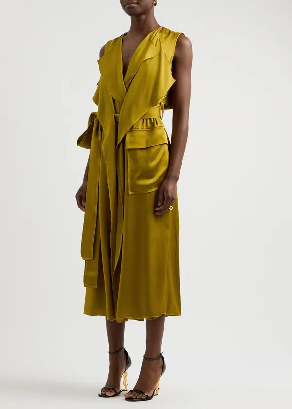 gold midi wrap dress NWT ASOS Edition Womens Gold Sequin Midi Dress Wrap Style With Tie Waist SZ  6