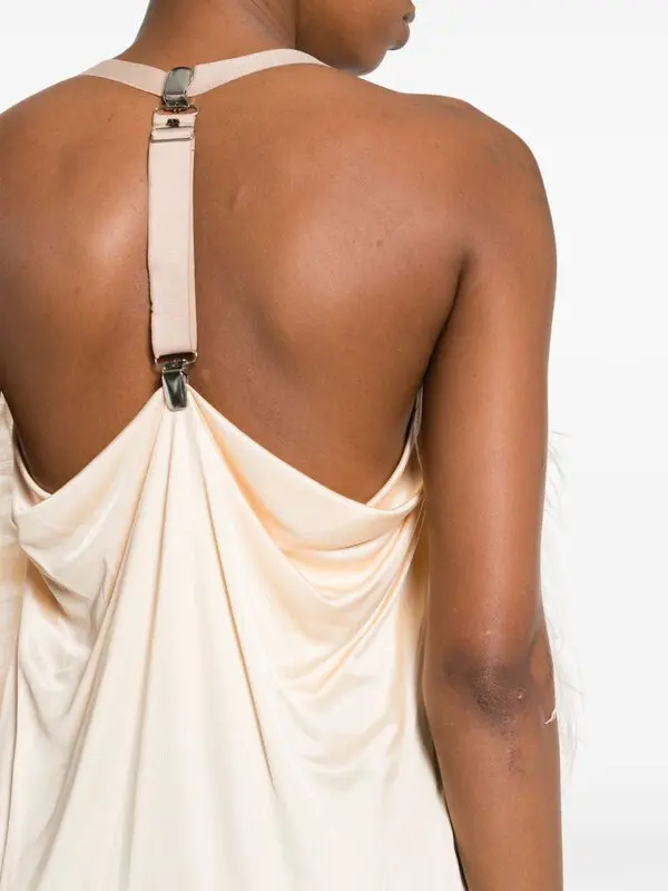 Sportmax Ussita Feather-trim Midi Dress - Neutrals