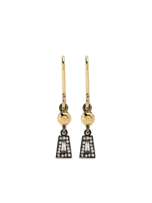 LEANDRA 18kt Yellow Taper And Ball Diamond Dangle Earrings - Gold