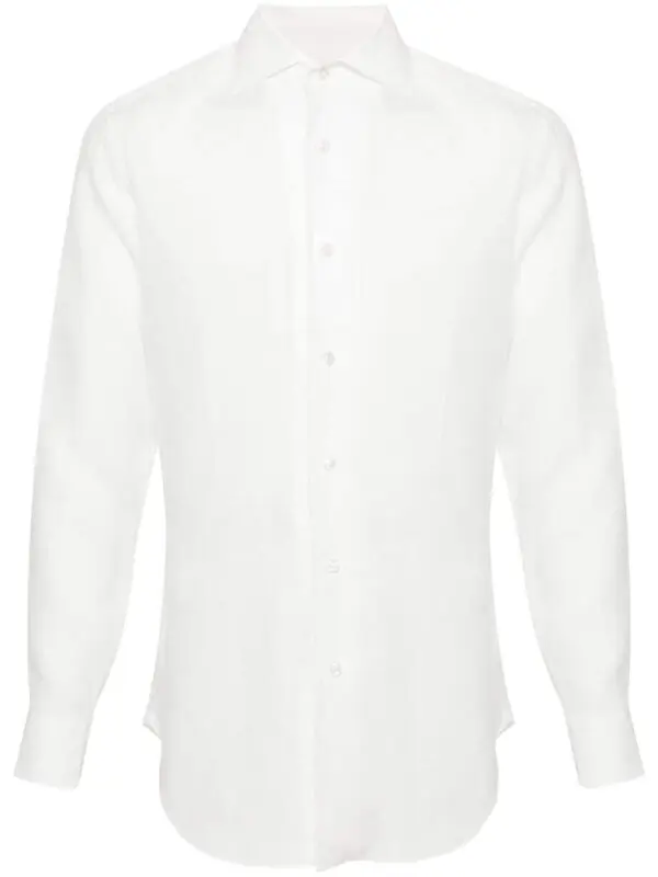 Brioni Classic-collar Linen Shirt - Neutrals