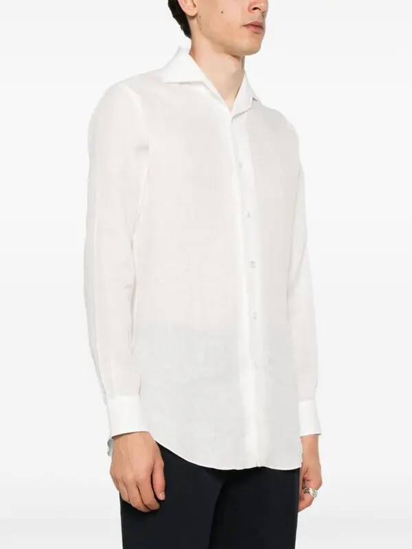 Brioni Classic-collar Linen Shirt - Neutrals