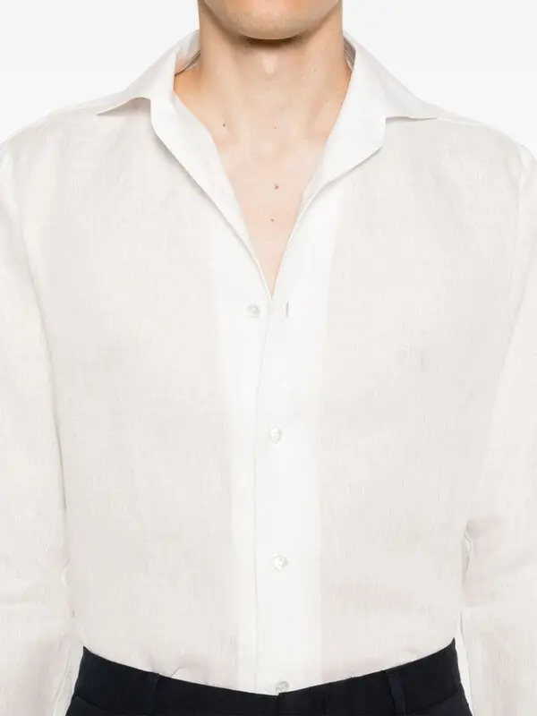 Brioni Classic-collar Linen Shirt - Neutrals
