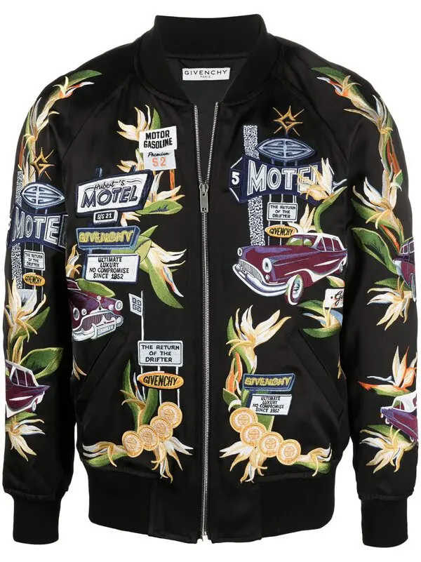 Givenchy Motel-embroidered Bomber Jacket - Black