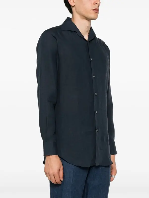 Brioni Classic-collar Linen Shirt - Blue