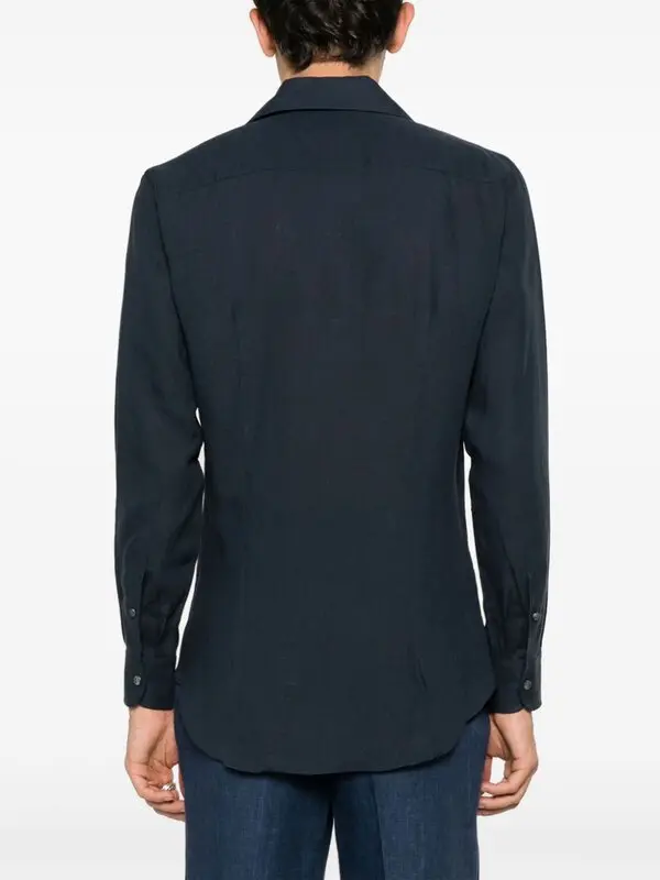 Brioni Classic-collar Linen Shirt - Blue