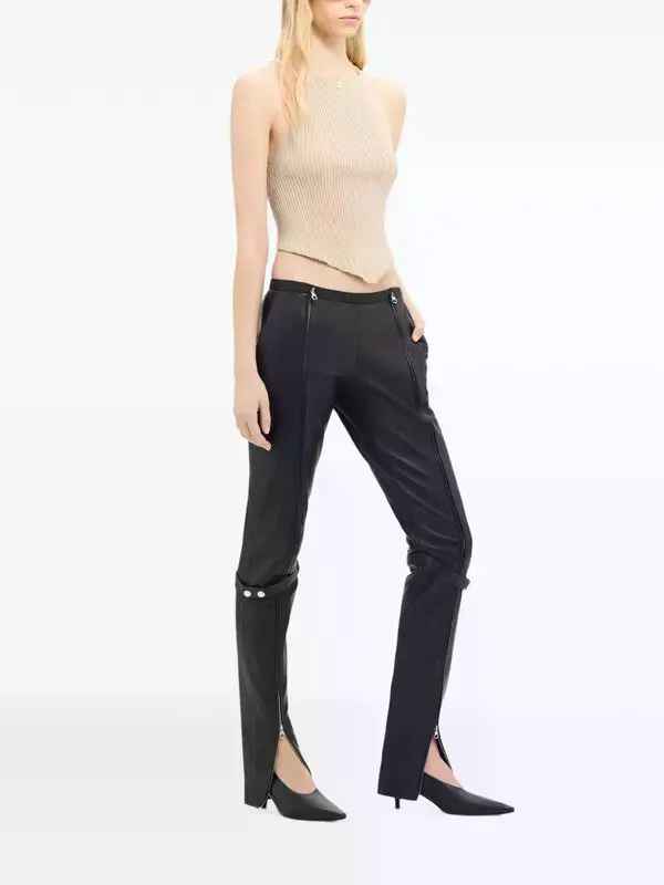 COURREGES Logo-embroidered Ribbed Top - Neutrals
