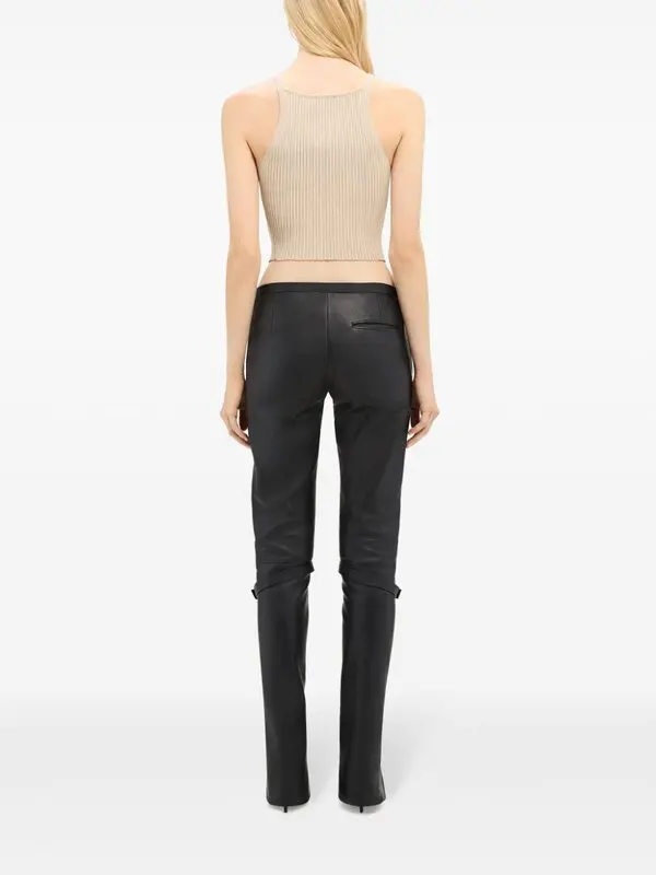 COURREGES Logo-embroidered Ribbed Top - Neutrals