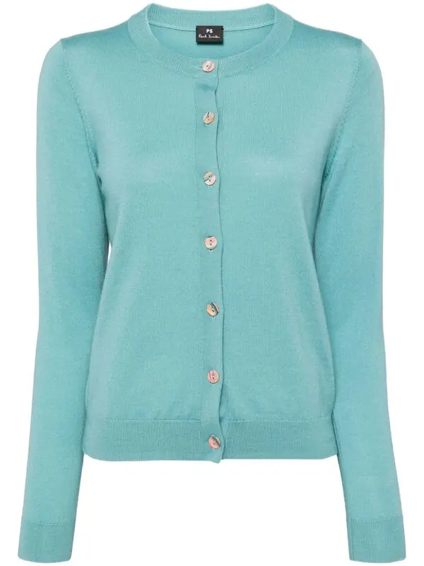 Paul Smith Ribbed-edge Wool Cardigan - Blue