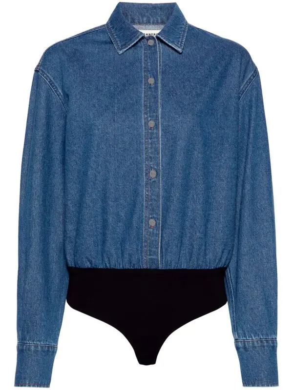 Sandro Classic-collar Denim Bodysuit