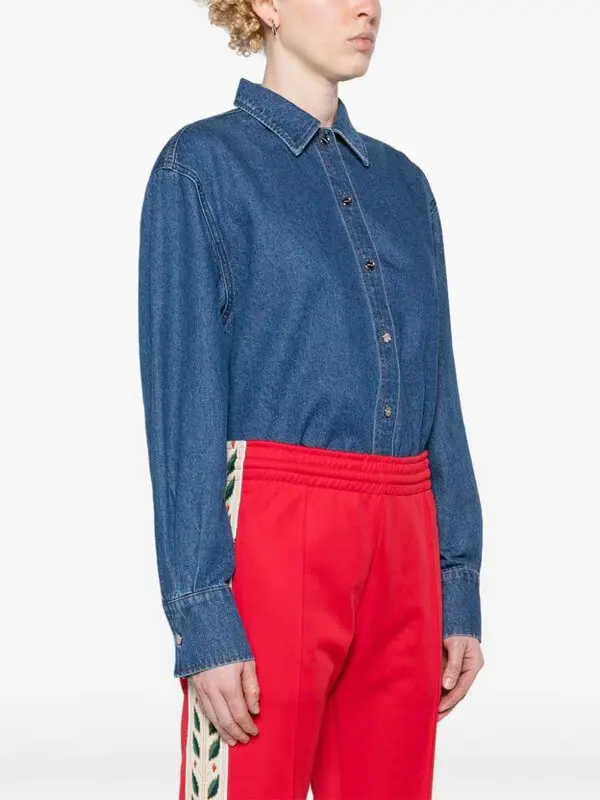 Sandro Classic-collar Denim Bodysuit