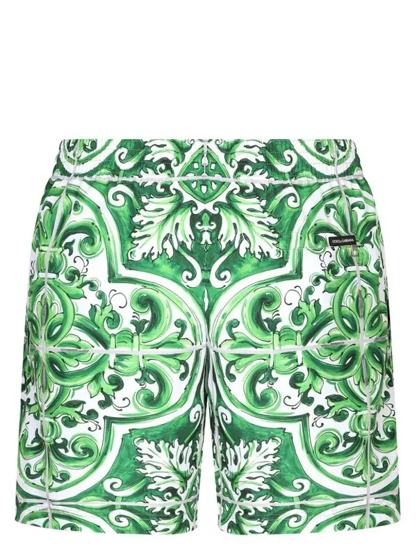 Dolce & Gabbana Majolica-print Drawstring Swim Shorts