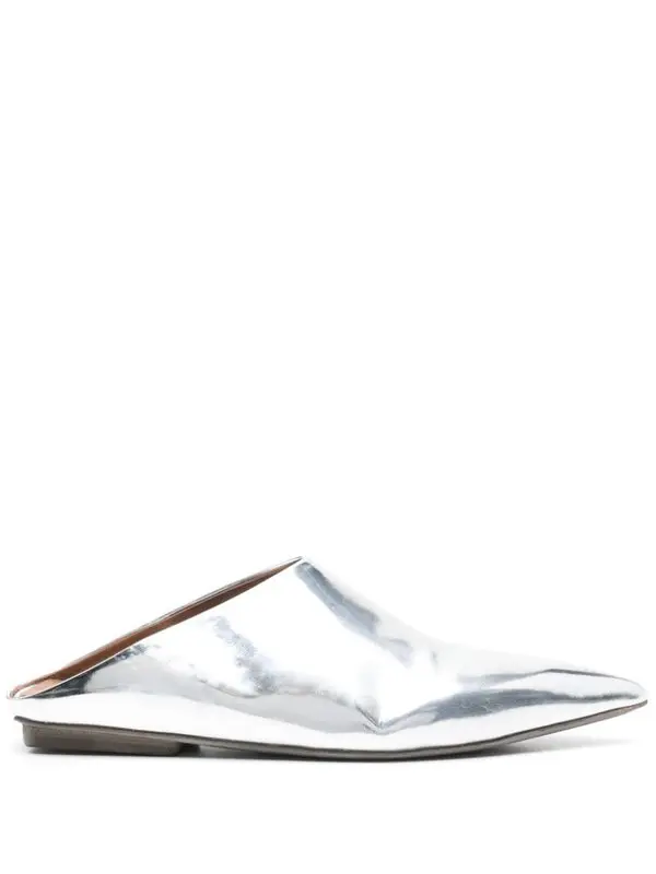 Marsèll Pointed-toe Leather Mules - Silver