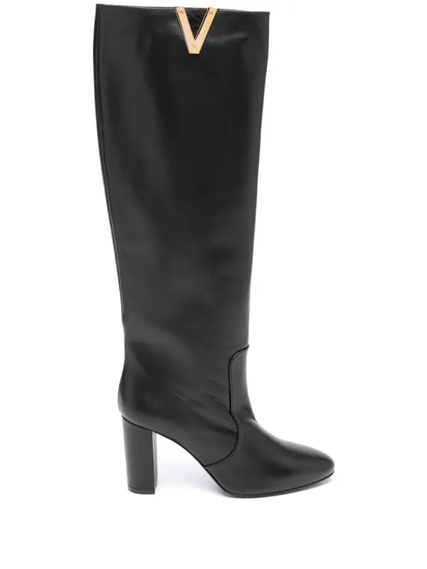 VIA ROMA 15 80mm V-plaque Knee-high Boots - Black