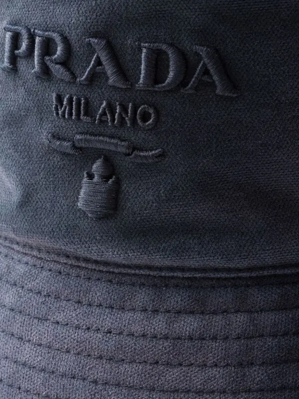 Prada Logo-embroidered Bucket Hat - Blue