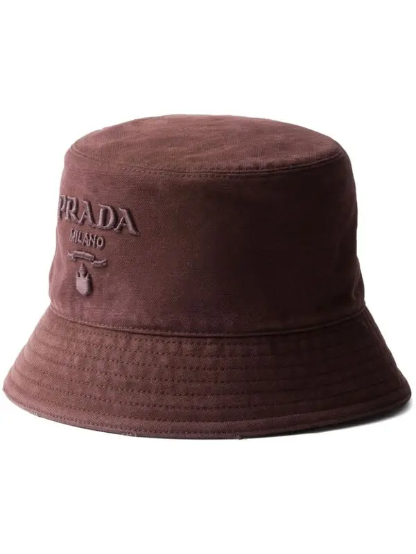 Prada Embroidered Bucket Hat - Red