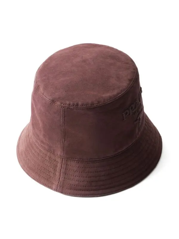 Prada Embroidered Bucket Hat - Red