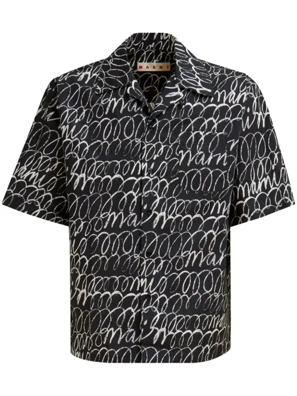 Marni Scribble-print Short-sleeve Cotton Shirt