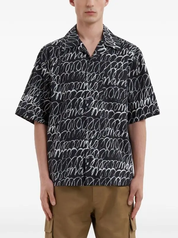 Marni Scribble-print Short-sleeve Cotton Shirt