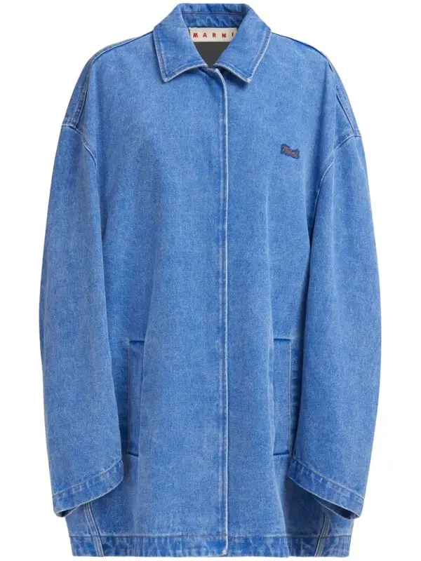 Marni Logo-appliqué Denim Jacket - Blue