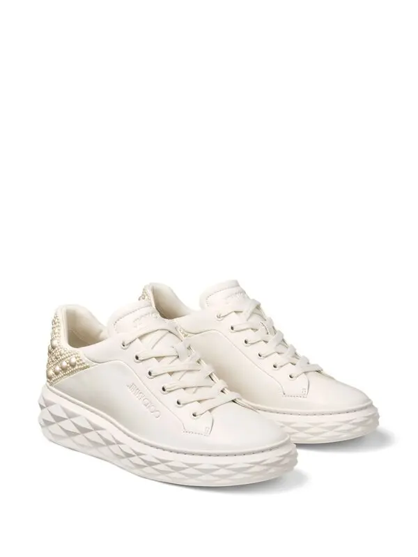 JIMMY CHOO Diamond Maxi Pearl-embellished Sneakers - Neutrals