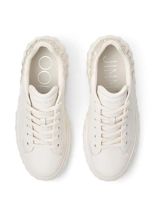 JIMMY CHOO Diamond Maxi Pearl-embellished Sneakers - Neutrals
